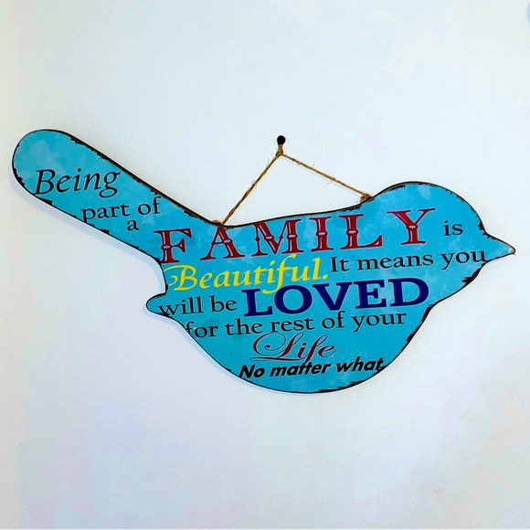 Wall Decor | Wooden Blue Bird Hang Up Family Quote Wall Decor | Poshmark